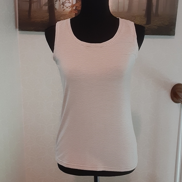 Talbots | Tops | Talbots Tan And White Striped Tank Top | Poshmark